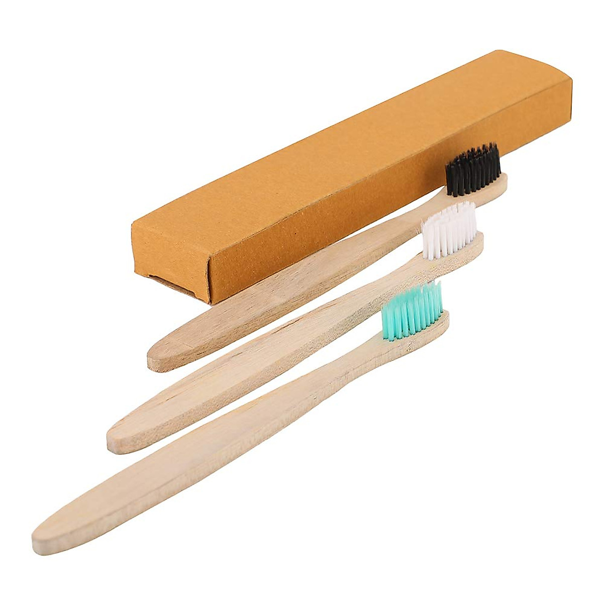 SoulGenie HealthAndYoga™ Natural Wood Toothbrush, Soft Charcoal Bristles, Eco-Friendly, Single, Black