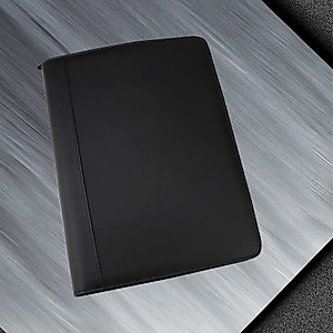 Laelr Zippered Portfolio 3 Ring Binder with 8 Pockes, Leather Business Padfolio with Zipper, A4 Document Binder Organizer for School Office