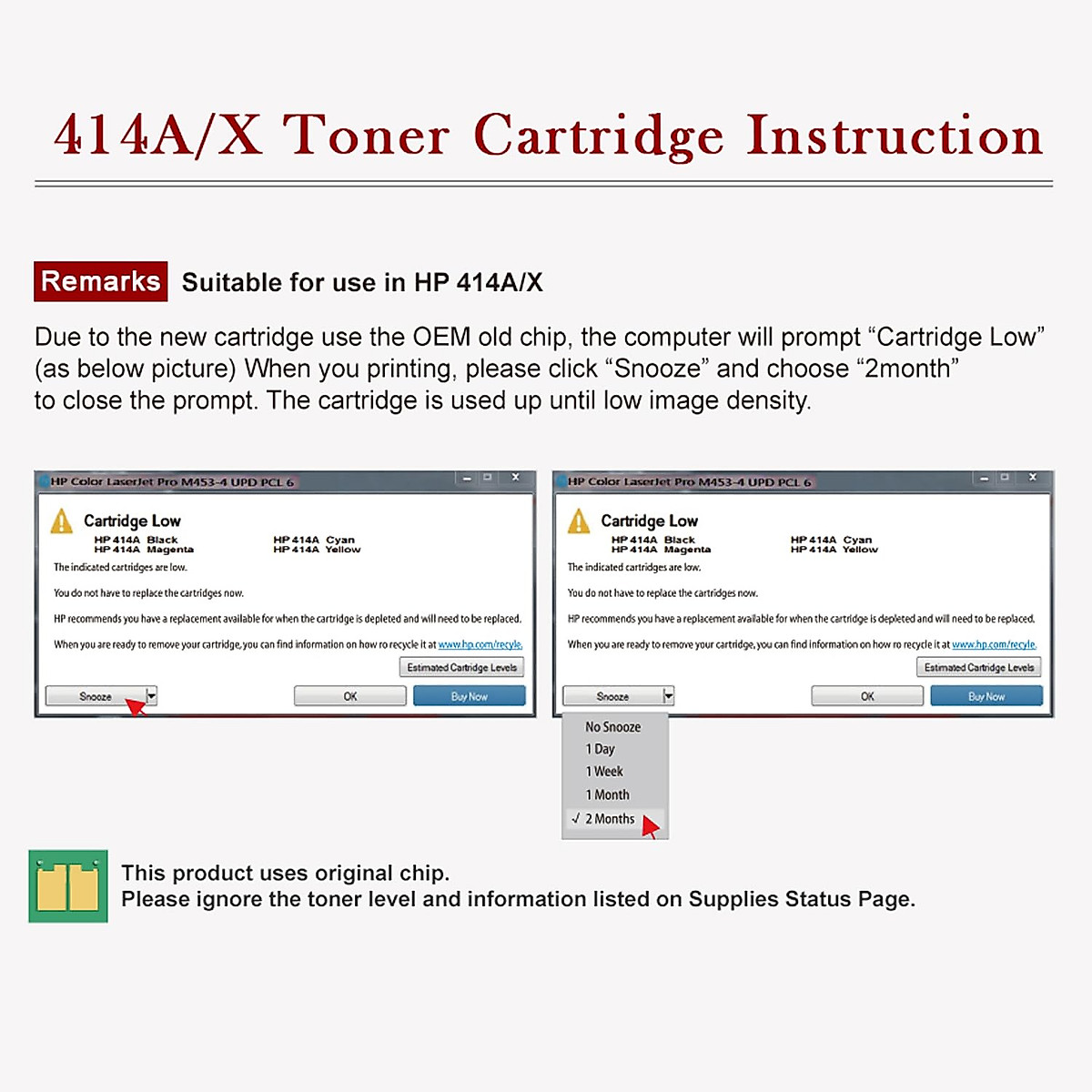 414X Toner Cartridges 4 Pack Compatible Replacement for HP 414X W2020X 414A W2020A with HP Color Laserjet Pro MFP M479fdw M454dw Printer (Black Cyan Yellow Magenta)