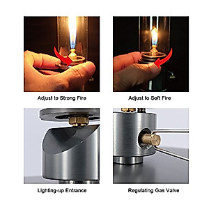 Lixada Lamp Light Butane Gas Light Lantern with Gas Adapter Conversion Head for Camping Picnic Self-Driving (Gas Lantern with Adapter(No Snow Flake))