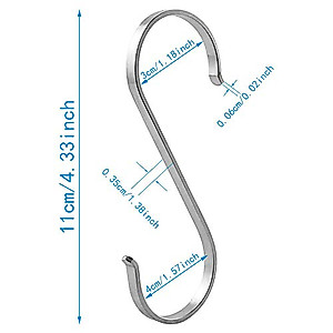 WHYHKJ 10pcs X-Large Size Flat 304 Stainless Steel Hanging Hooks Heavy-Duty S Hooks Home Storage Organizers Accessories