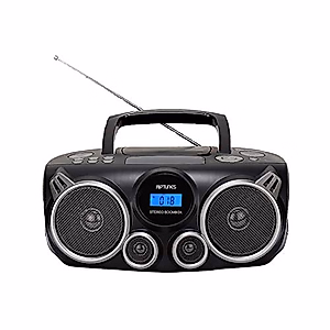 RIPTUNES Portable CD Player Bluetooth Stereo Sound System Digital AM FM Radio, MP3 CD Boombox USB SD PALYBACK with Enhanced Bass, Aux in, Headphone Jack, CD-R/CD-RW Compatible LCD CLOCK Display, Black