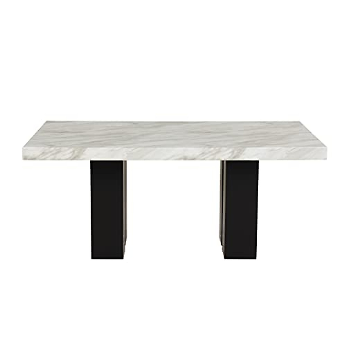 Homsof 7-Piece Set with 1 Faux Marble Dining Rectangular Table and 6 Upholstered-Seat Chairs, Gray+White 3