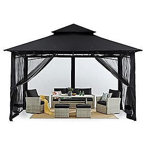 MASTERCANOPY Outdoor Garden Gazebo for Patios with Stable Steel Frame and Netting Walls (10x10,Black)
