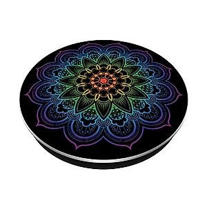 Colorful Sacred Geometry Yoga Mantra Psychedelic Mandala PopSockets PopGrip: Swappable Grip for Phones & Tablets PopSockets Standard PopGrip