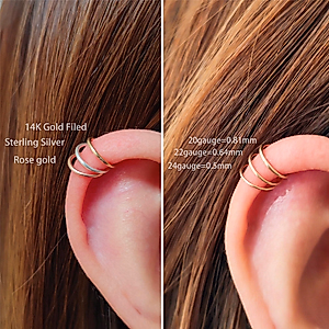 Small Cartilage Hoop Earrings for Women/Men, Thin Piercing Hoop Ring for Helix, Tragus, Conch, Nose (1 Pair 7mm,22g,14K Gold Filled)