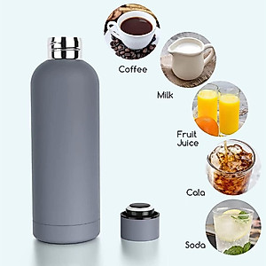 Gteller Double Wall 18/8 Stainless Steel Narrow Mouth Vacuum Flask, Thermal Sports Water Bottle keeping warm and cold (500ml, Dark Green)