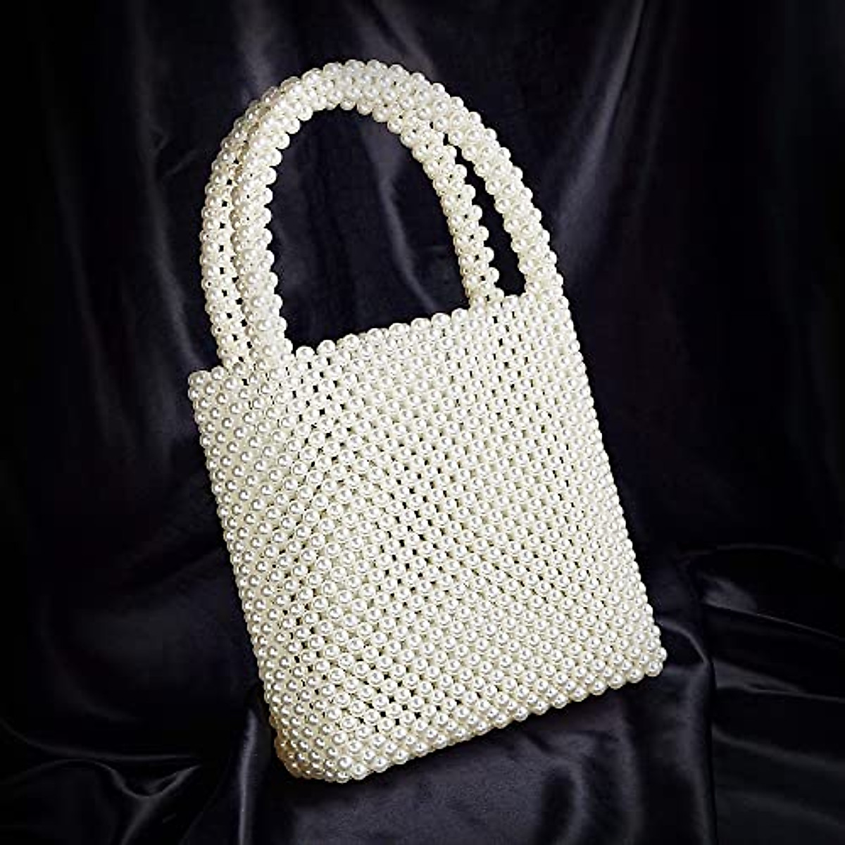 Grandxii Pearl Clutch Purse White Summer Handbag Tote Bag Evening Party Bag With Pearls For Women