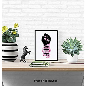 BLM Wall Art Sign - Black Wall Art - Black Lives Matter Home Decor, Room Decoration for Black Women - African American Art - Pink Black Pride Fist for Girls, Teens, Wife, Her, BFF - 8x10 Poster Print