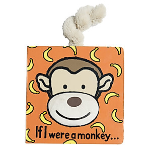 Jellycat If I were a Monkey Board Book and Bashful Monkey Stuffed Animal, Medium 12 inches