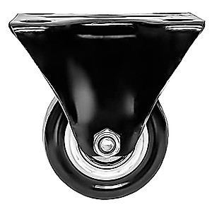 FactorDuty 4 Pack Combo 2 inch Caster Wheels 2 Rigid Non Swivel Fixed Stationery & 2 with Brake Swivel Plate All Black Polyurethane Wheels Non Marking No Noise 150LB Per Wheel