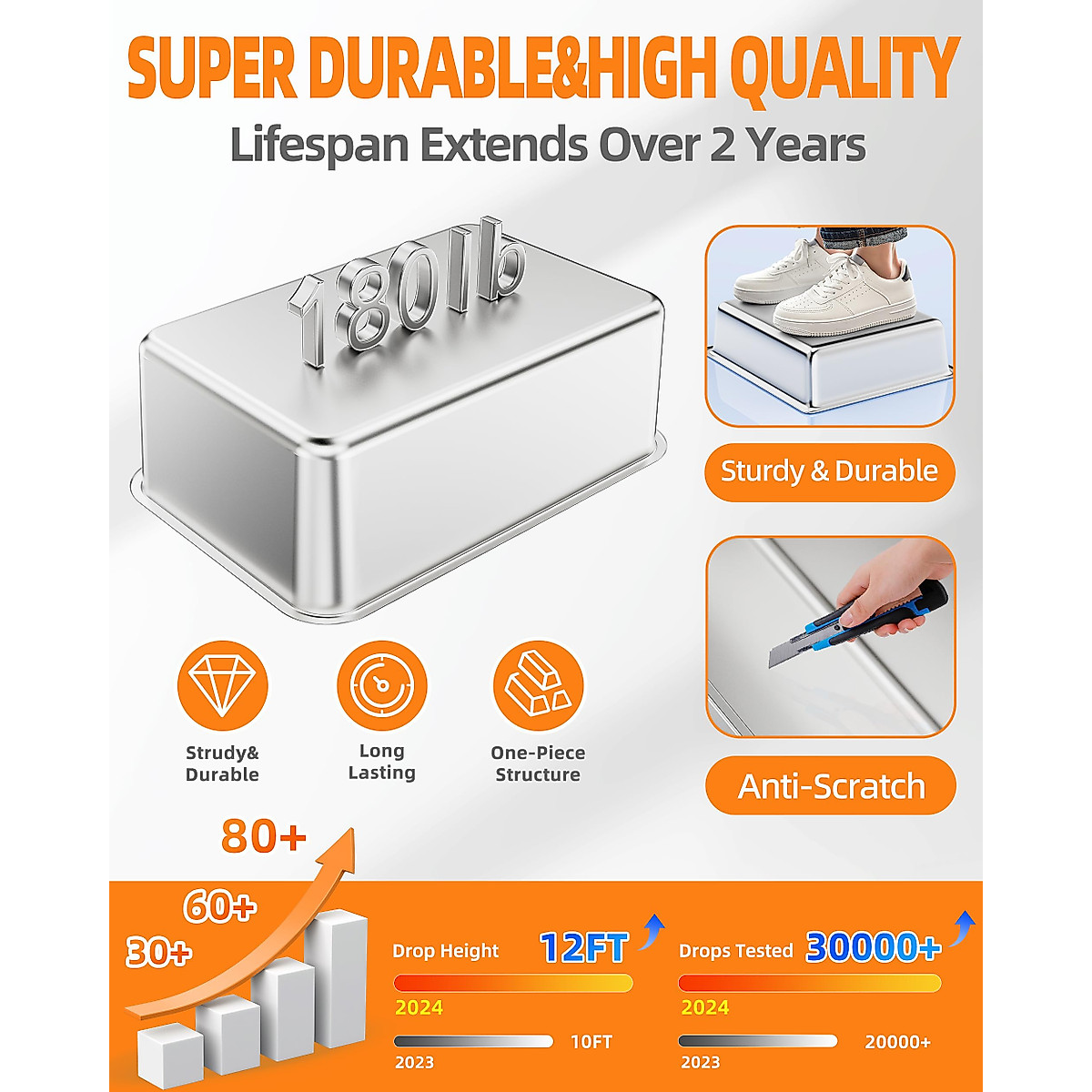 SVKLHY 304 Stainless Steel 1/2 Size Hotel Pans: 6 Pack 2.5 Inch Deep [Anti-Jam][Super Thicken] Steam Table Pan Commercial Hotel Pan for Restaurant Catering Party