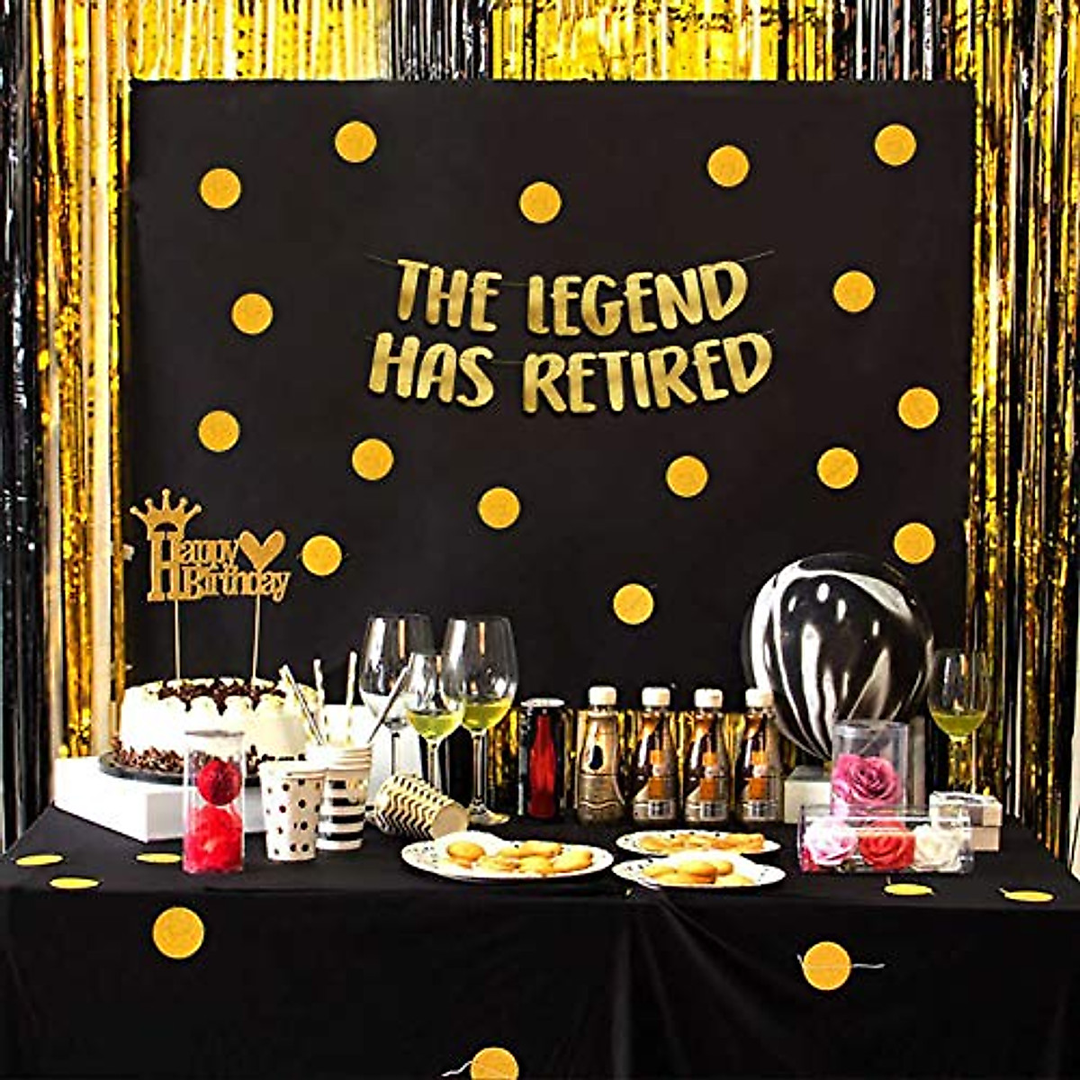 The Legend Has Retired Gold Glitter Banner - Retirement Party Decorations, Supplies and Gifts