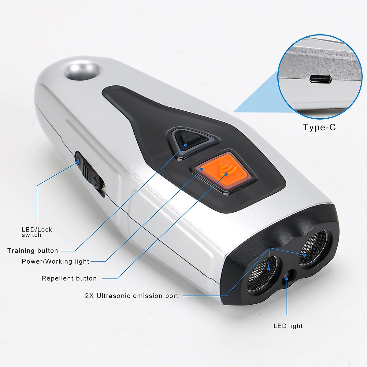 Anti Barking Device with Training/Deterrent Modes,Anti Barking Device Ultrasonic Dog Barking Deterrent with LED Flashlight,Portable Indoor & Outdoor,Dog Training & Behavior Aids