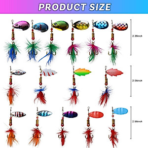 30pcs Fishing Lures Spinner Baits Bass Lures Trout Lures Hard Metal Spinnerbaits Fishing Spinners Lures Kit for Pike Salmon Walleye Freshwater Saltwater Fishing