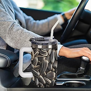 Sunflower Food Insulated Tumblers with Handle Stainless Steel Coffee Mug Funny Travel Cup with Lid Straw 40oz