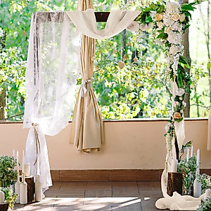 10 Pack Cheesecloth Table Runners Wide Gauze Table Runners Boho Table Runners for Bridal Shower Wedding Birthday Party Table Decorations (Beige, 35 x 157 Inch)