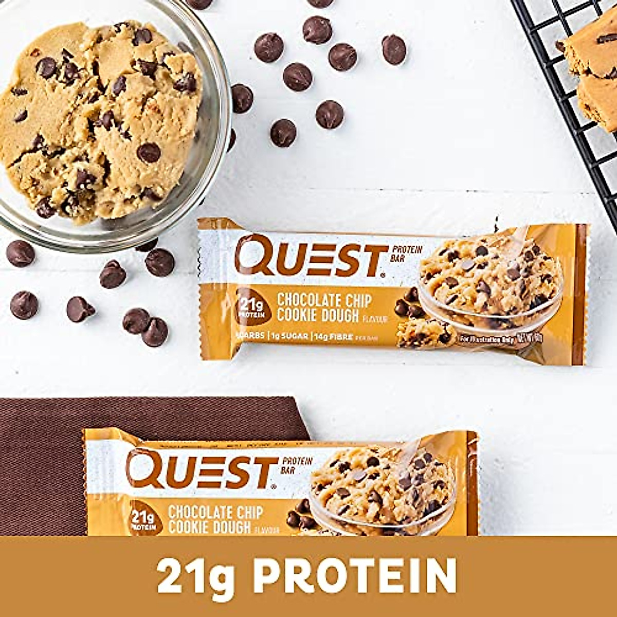 Quest Protein Bar Chocolate Chip Cookie Dough, 2.12 Ounce