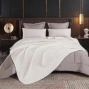 ACCOTIA 100% Cotton Quilt Blanket for Bed Couch Sofa 78"x90", Soft Breathable Queen Size 6 Layers Bed Blanket with Wave Jacquard for All Season (Wave Pattern, White)