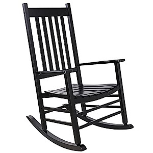 MAMIZO Wooden Rocking Chair Outdoor with High Back,Indoor, Oversized, Easy to Assemble for Garden,Lawn, Balcony, Backyard,Porch,Wooden Porch Rocker