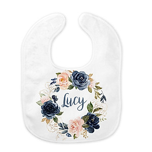 GLAM Polyester Personalized Baby Blanket - 30' X 40' - Navy and Blush Pink Themed - Custom Baby Blankets for Girls