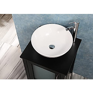 QIERAO 20" Bathroom Vanity with Sink Combo Stand Cabinet and White Ceramic Vessel Sink and Stainless Steel Faucet, Black
