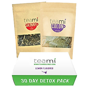 Teami® 30-Day Detox Tea Pack: All-Natural Teatox Kit with Teami Skinny & Teami Colon Cleanse Loose Leaf Herbal Teas (Lemon)