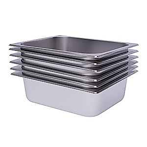 6 Pack 4" Deep 1/2 Size Stainless Steel Steam Table Pans Hotel Food Prep Pan NEW