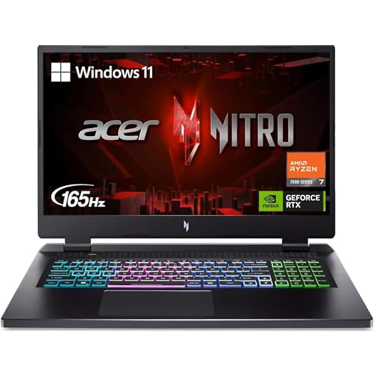 acer Nitro 17 Gaming Laptop 17.3" QHD IPS 165Hz AMD 8-Core Ryzen 7 7840HS (Beats i7-11800H) 64GB RAM 2TB SSD GeForce RTX 4060 8GB Graphic RGB Backlit USB-C Killer E2600 Win11 Black + HDMI Cable