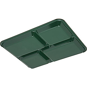 Carlisle FoodService Products Right Hand 4-Compartment Cafeteria / Fast Food Tray, 8.5" x 11", Forest Green (Pack of 12)