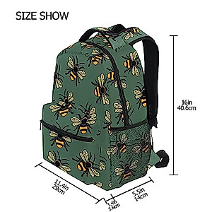 ALAZA Cute Bee Backpack for Women Men,Travel Trip Casual Daypack College Bookbag Laptop Bag Work Business Shoulder Bag Fit for 14 Inch Laptop