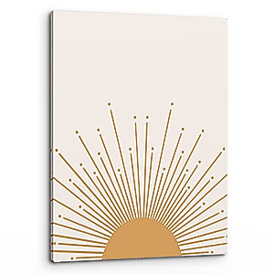 PHAMTE Mid Century Modern Boho Sun Wall Art, Minimalist Sun Sunset Sunrise Sunshine Nursery Print Framed Canvas Painting Artwork Home Bathroom Girls Room Kitchen Office Decor（11x14 Inch）
