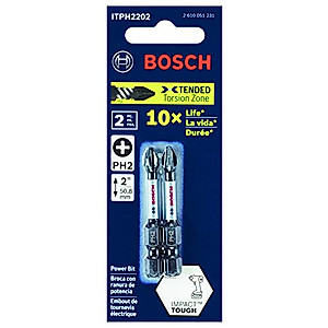 BOSCH ITPH2205 5-Pack 2 In. Phillips #2 Impact Tough Screwdriving Power Bits
