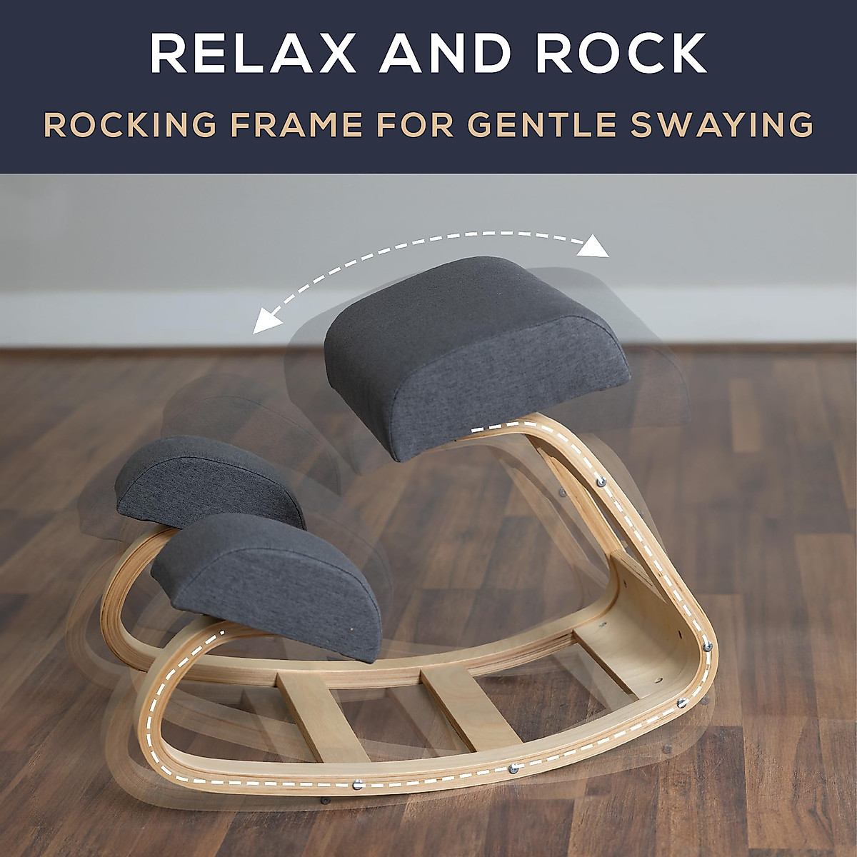 RRI Goods Kneeling Desk Chair, Sturdy Ergonomic Kneeling Chair for Office and Students, Rocking Motion for Natural Movement