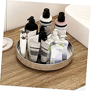 HAKIDZEL 1pc Box Carousel Seasoning Organizer Fridge Rotating Tray Pantry can Organizer Rotating Rack Cosmetic containers Rotatable Spice Tray Stainless Steel Turntable to Rotate Tableware