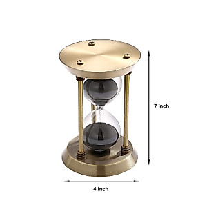 SuLiao 1 Minute Sand Timer Hourglass,Small Brass Sand Clock 1 Min, Retro Black Sand Watch,Vintage Reloj De Arena 1 Min, Metal Unique Hour Glass Sandglass for Office Desk Home Gifts Kitchen Decorative