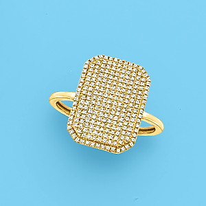 Ross-Simons 0.33 ct. t.w. Pave Diamond Rectangular Ring in 14kt Yellow Gold. Size 6