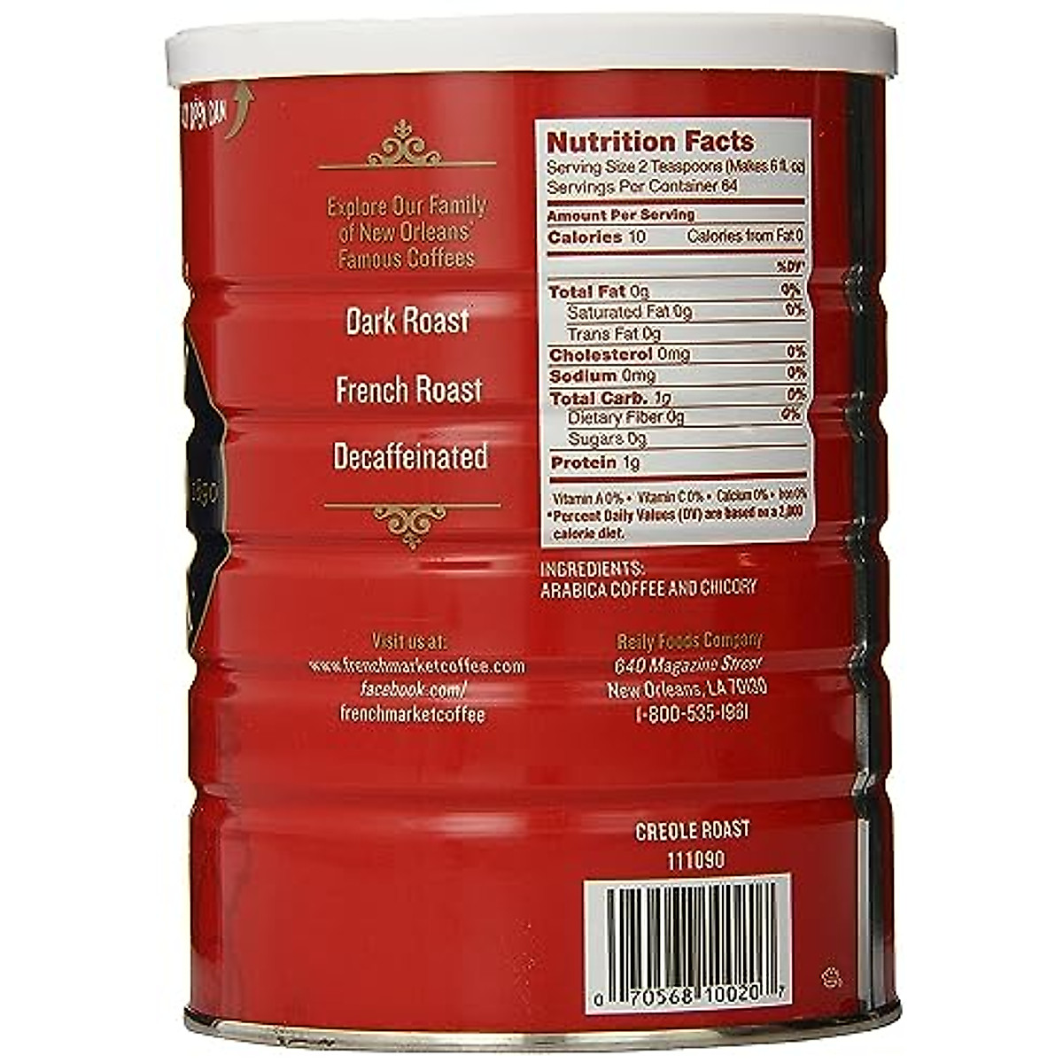 French Market Coffee & Chicory Medium-Dark Roast Ground Coffee, 12oz Can (Pack of 1)