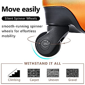 Merax 3 Piece Expandable ABS Hardshell Luggage Sets Spinner Wheel Suitcase TSA Lock Suit Case, Orange, (20/24/28)