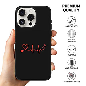 CHENYONAS Nurse Stethoscope Heartbeat Specially Designed for Iphone 15 Pro Max Protective Case-Silicone Protection 6.1/6.7 in Mobile Phone Case Black