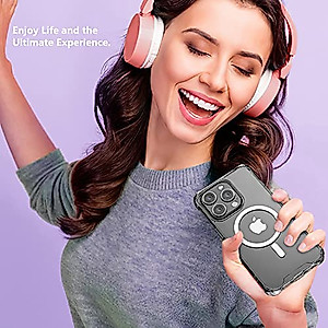 SUCGLES for iPhone 14 Pro Case, Compatible with MagSafe, Shockproof Military Grade Protection, Non-Yellowing, Strong Magnetic Slim Phone Cover for Apple 14pro, 6.1in (A-Magnet Clear Bumper)