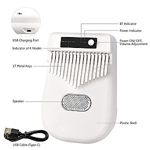 UOOD Electric Kalimba 17 Keys Thumb Piano Connetion Finger Piano Electronic Musical Instrument Gifts for Kids Adults Beginners and Music Lovers (Color : Blue)