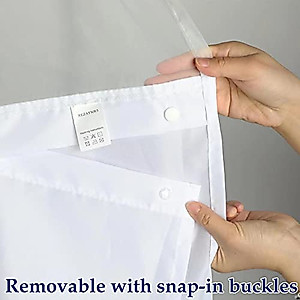 REZAYMRS Green Floral 3 in 1 Shower Curtain No Hooks, 71x74 inch Waterproof & Washable, Polyester Snap in Fabric Liner, Sheer Top Window, Double Layer Bathtubs Hotel Shower Curtains Set