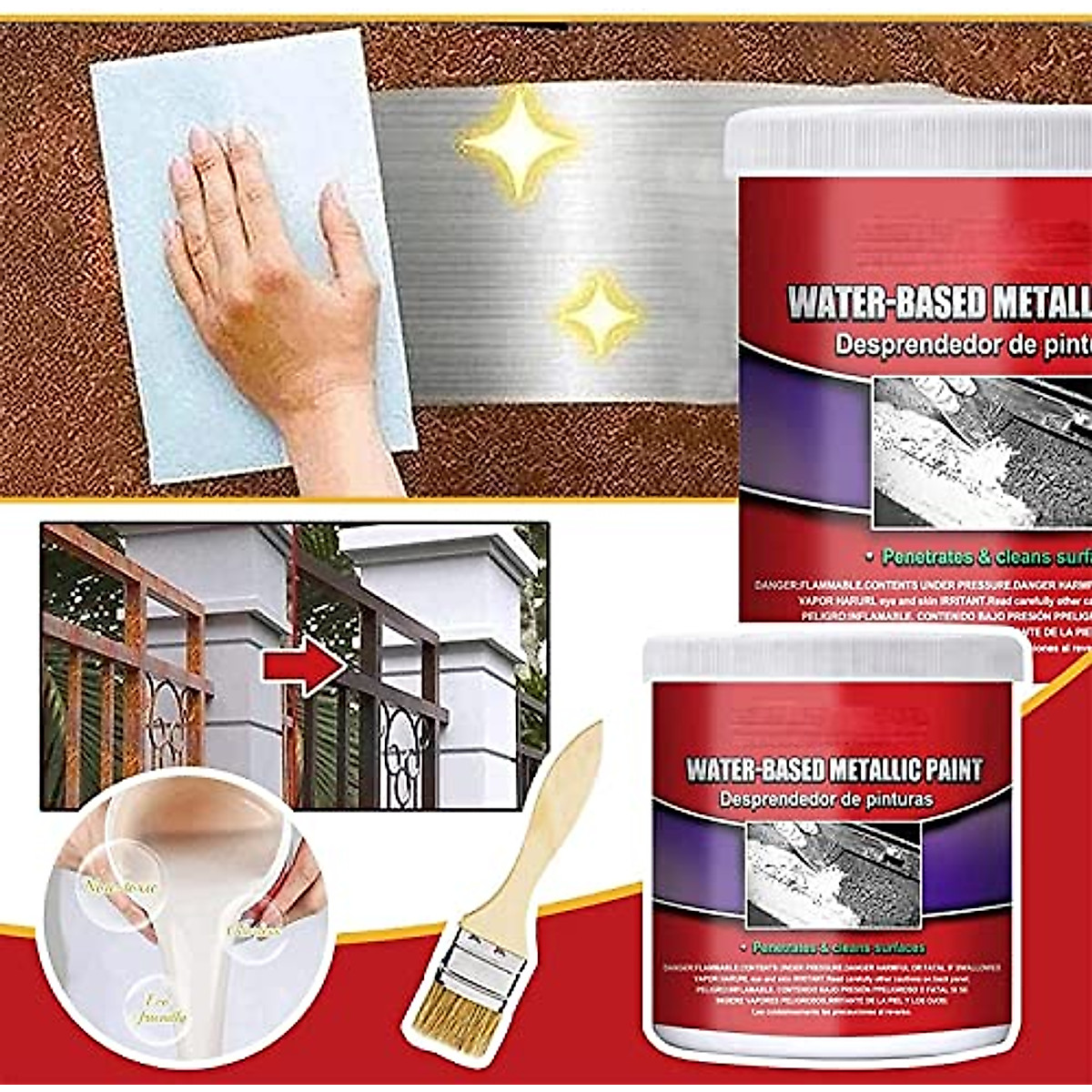 Siapude Water-Based Metal Rust Remover,Car Chassis Derusting,Multi-Functional Car Metallic Paint Anti-Rust Chassis Universal Rust Converter Gel,Car Rust Remover for Car SUV Truck,Include Brush (2pcs)