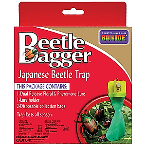 Bonide Beetle Bagger Japanese Beetle Trap Kit for Indoors and Outdoors, 2 Disposable Collection Bags Included