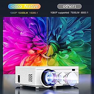 Iolieo Projector,2023 Upgraded 1080P Projector Supported with 240" Display,380ANSI Projector Compatible with TV Stick Smartphone Full HD 1080P HDMI,USB,VGA,AV,for Home Cinema & Outdoor Movies