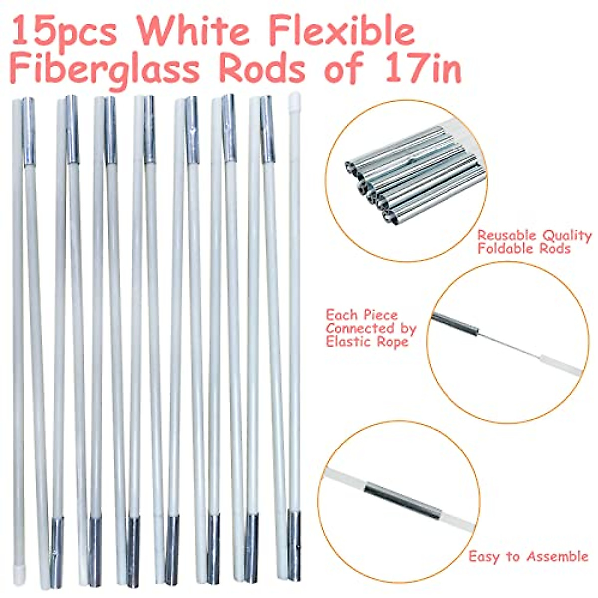 Upgraded Balloon Arch Stand Kit, Balloon Arch Frame with 15 White Rods, Steel Pipes, Balloon Pump and Water Fillable Base, Adjustable Height for Wedding Baby Shower Birthday Party Decoration