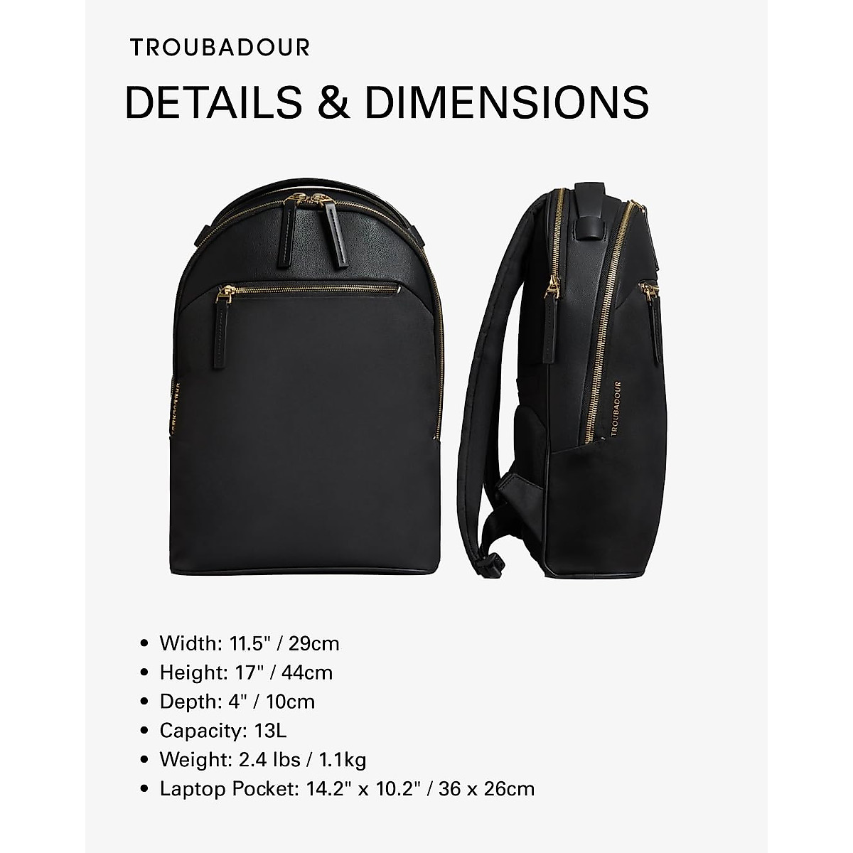 Troubadour Ember Backpack - Luxury Multipurpose Backpack - Made from Lightweight, Waterproof, Vegan Materials - Spacious Organization - Perfect for Travel, Work, School, the Gym, or On-The-Go - Navy