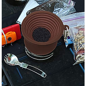 Collapsible Coffee Dripper Pour Over Coffee Filter, Silicone Reusable Coffee Maker,Paperless Coffee Brew Maker,Dishwasher Safe,Carabineer for Hiking, Backpacking,Camping,Home,Office(Brown)