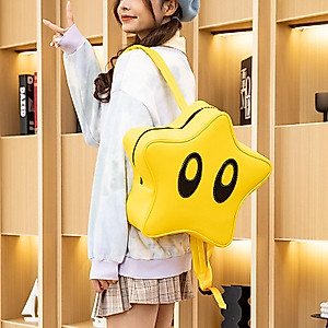 Erhuoxz Cute Cartoon 3D Yellow Star Backpack Y2K Lightweight Waterproof Bookbag Daypack
